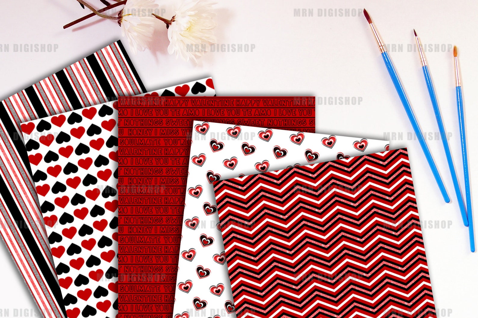 Black Valentine Digital Paper Hearts Happy Valentines Sweet - Etsy