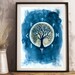 Rune Circle Full Moon Tree of Life - Art Print, Watercolor Wicca ...