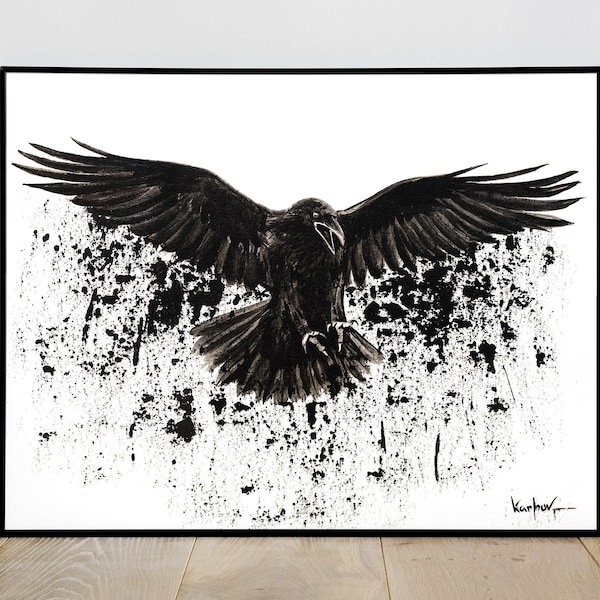 Raven Painting - Etsy