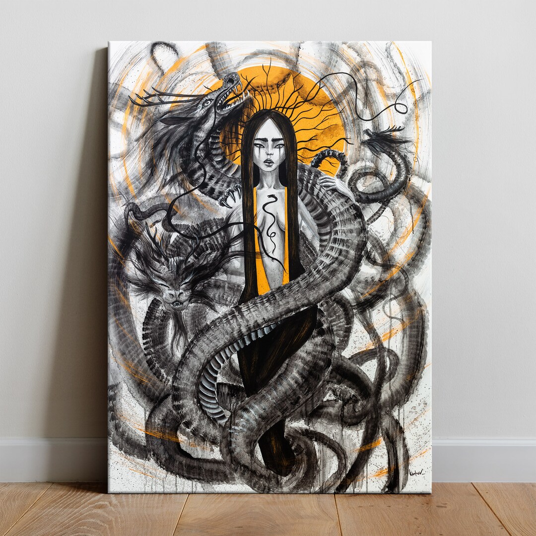 Queen of Dragons Fine Art Print, Canvas Paper Giclee Handmade Anime ...