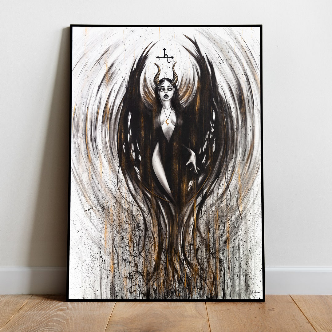 Lilith Goddess Painting - Canvas Art Print, Hand Painted Dark Fantasy ...