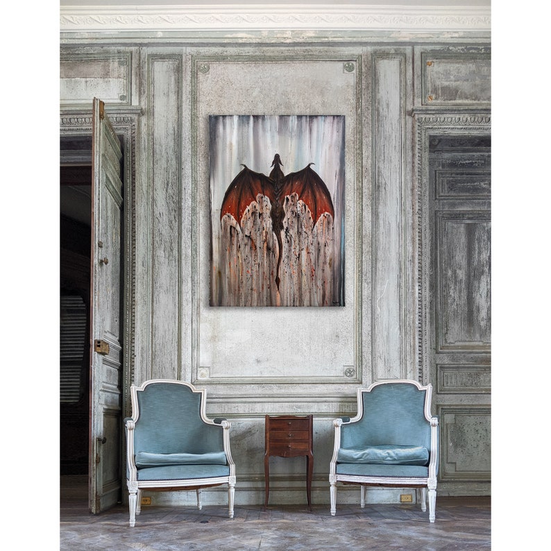 Medieval Dragon Painting Canvas Fine Art Print Middle Ages - Etsy