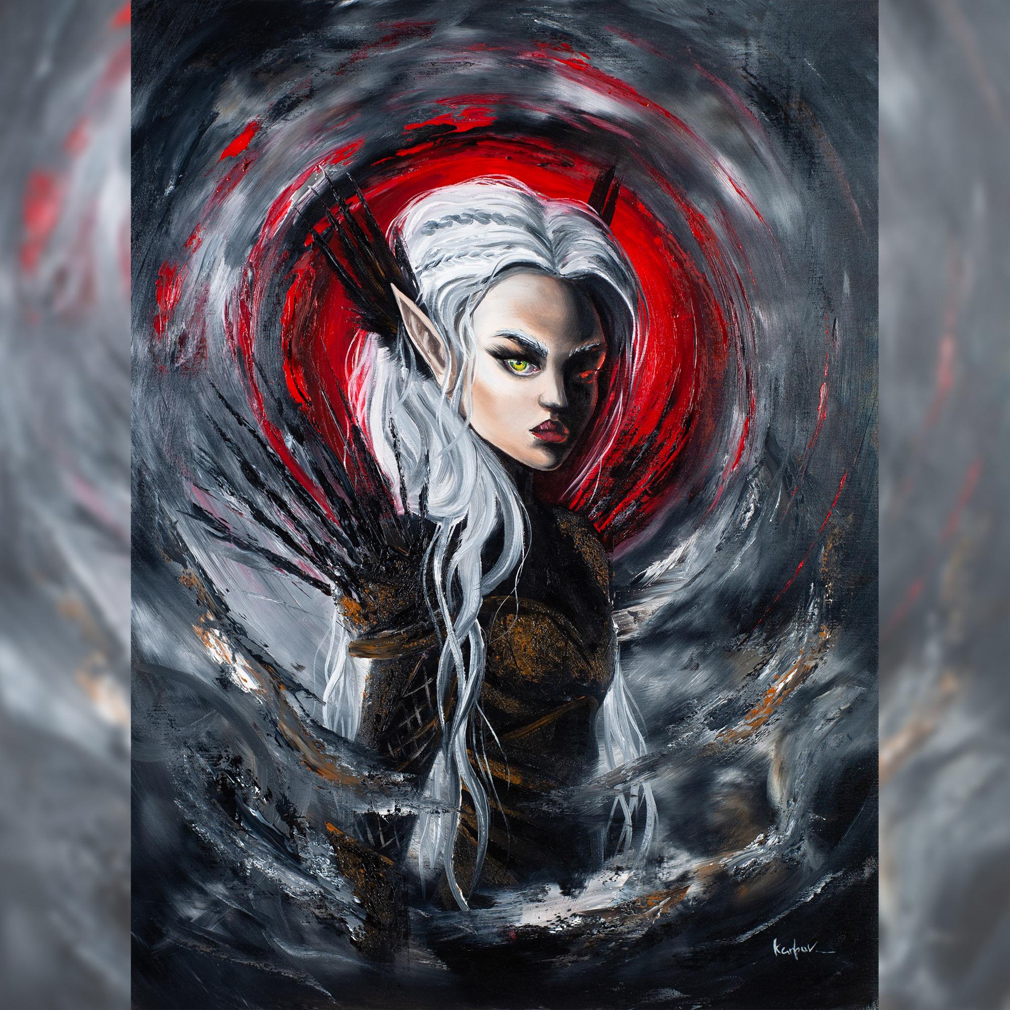Original Oil Painting - Dark Elf Warrior, Handmade сanvas Hand Painted ...