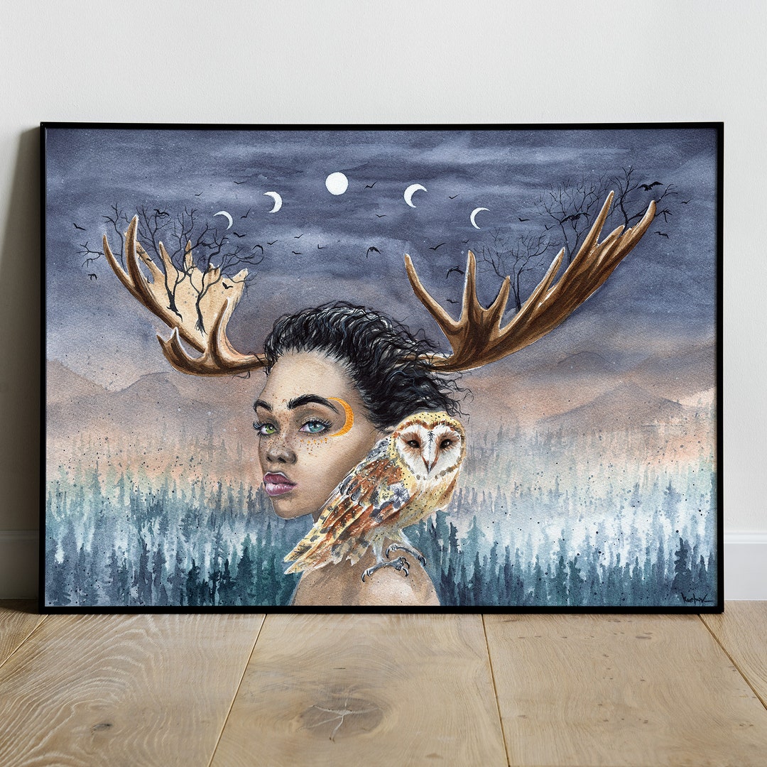 Dryad Nymph - Canvas & Paper Fine Art Print, Handmade Watercolor ...