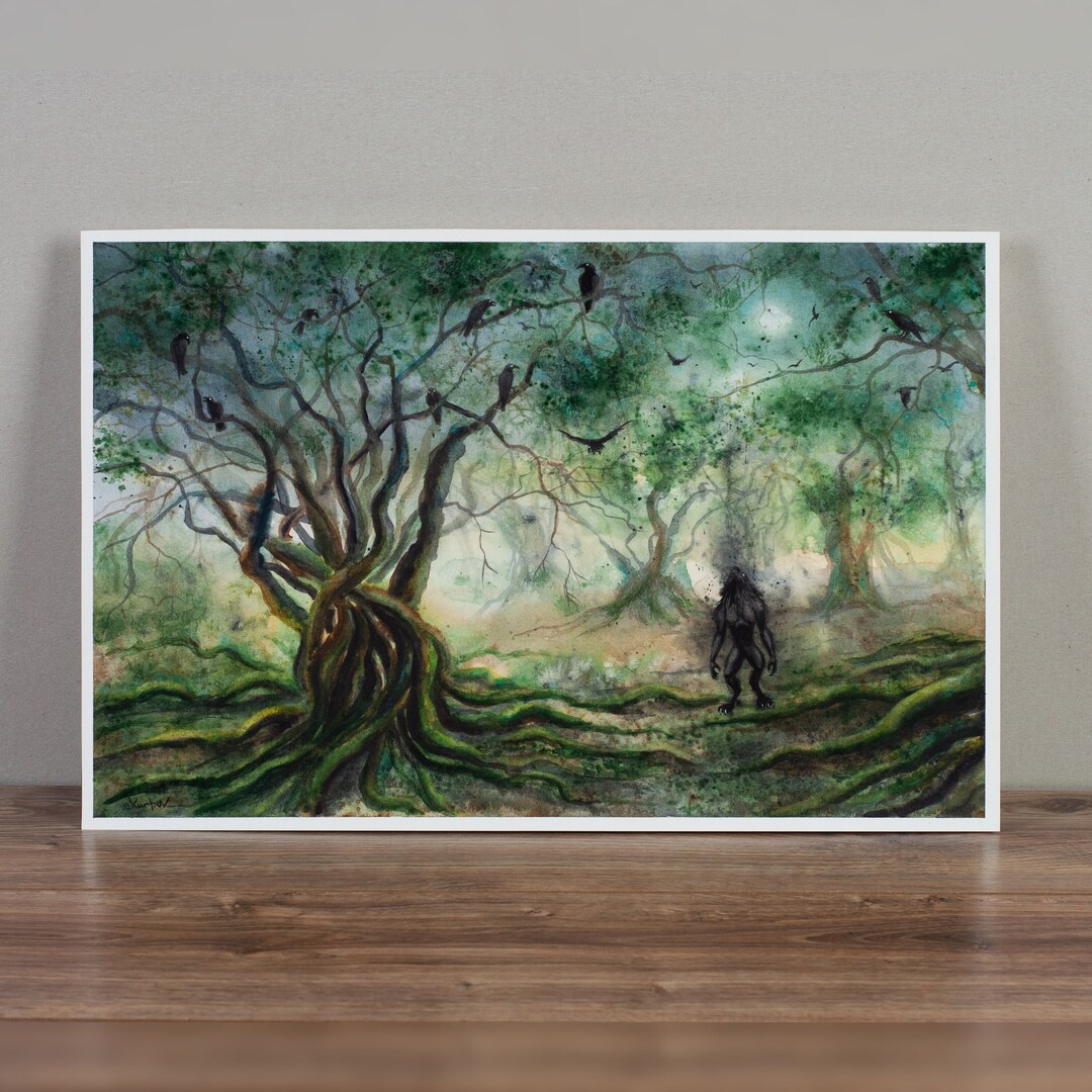 Birth of Werewolf - Original Watercolor Painting, Handmade Ravens Dark ...