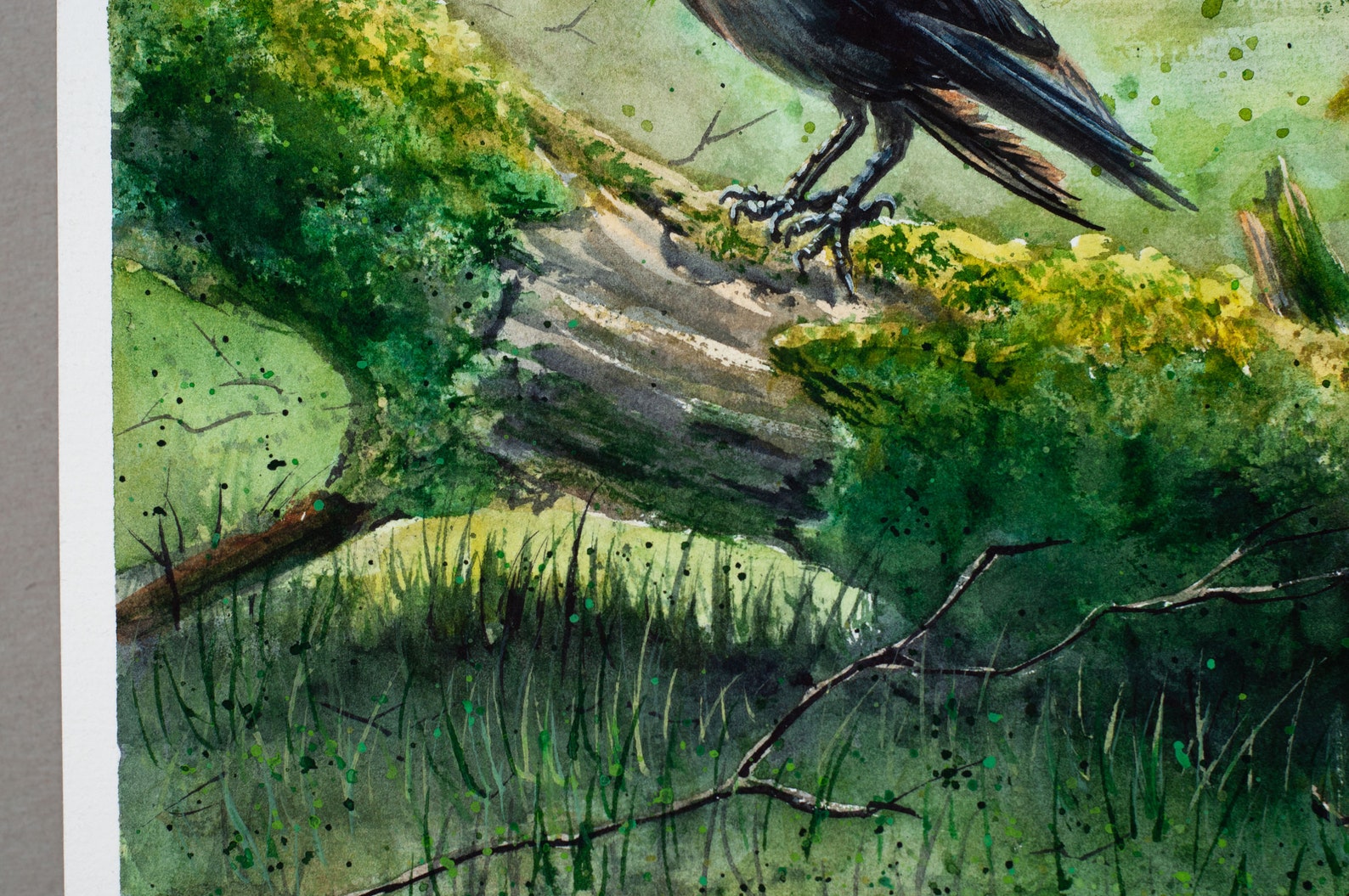 Original Watercolor Painting - Crow & Bat in the Forest - Etsy