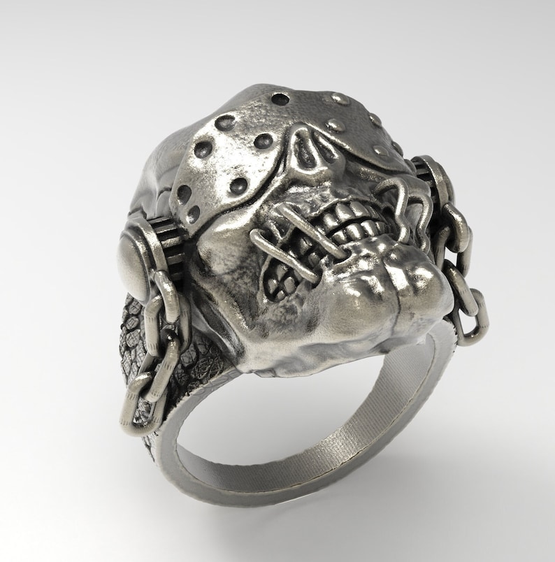 Megadeth's Silver Skull Ring Vic Rattlehead Ring Unique & Edgy Men's Silver Skull Ring the Ideal ...