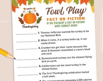 Thanksgiving Trivia Printable - Etsy