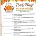 Thanksgiving Fowl Play Fact or Fiction Thanksgiving Printable Games Fun ...