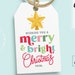Printable Merry and Bright Christmas Gift Tag Xmas Favor Tag - Etsy