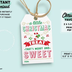 CHRISTMAS Printable Gift Tag Christmas Treat Hang Tag Printable Gift ...