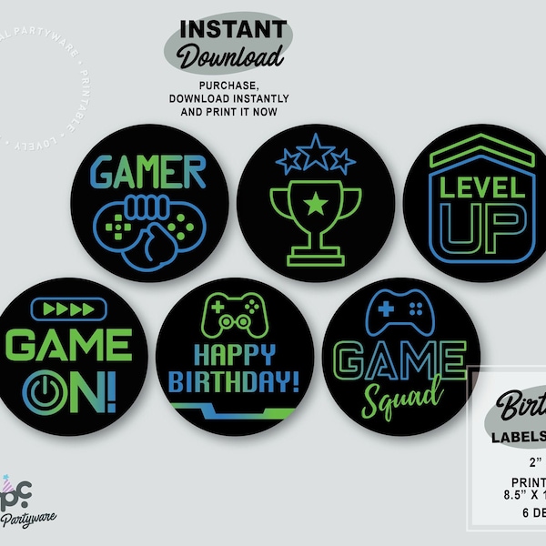 Gaming Birthday Stickers - Etsy