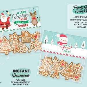 Christmas Treat Bag Toppers Printable Christmas Cookie Tag Holiday Tag ...