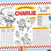 Birthday Coloring Placemat Printable Birthday Party Coloring Page Kids ...