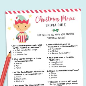 Christmas Movie Trivia | Printable Christmas Game | Holiday Movie ...