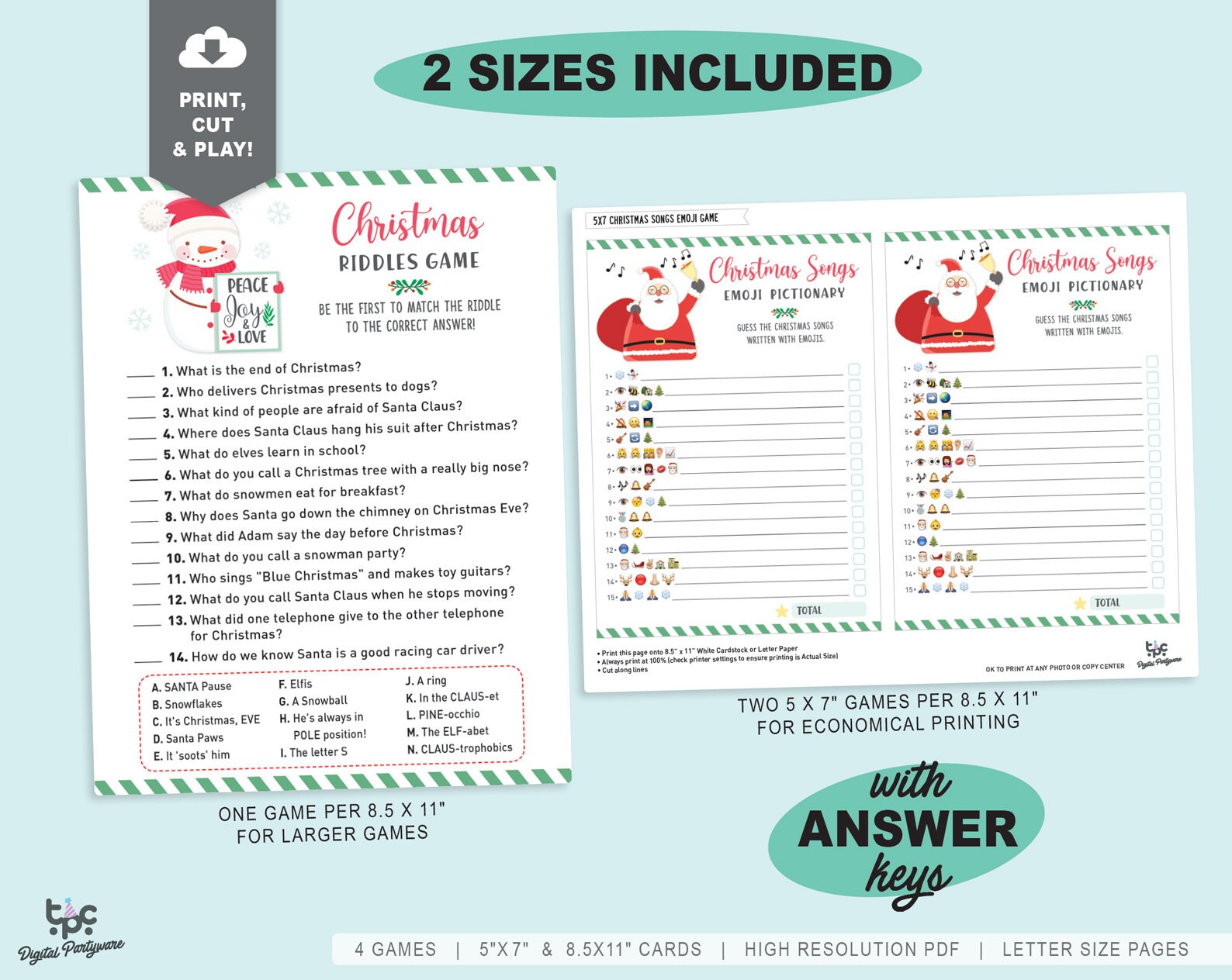 Christmas Game BUNDLE Christmas Songs Emoji Pictionary | Etsy