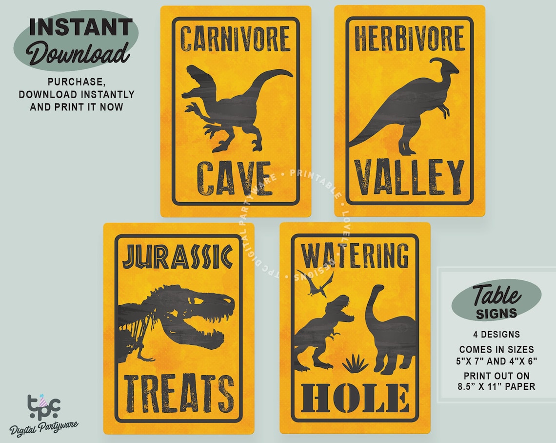 Dinosaur Birthday Signs Printable Dinosaur Set of Table - Etsy Canada