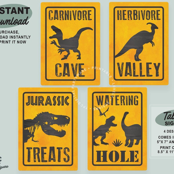 Printable Dinosaur Table Signs - Etsy