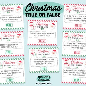Christmas True or False Game | Printable Christmas Trivia Quiz | DIY ...