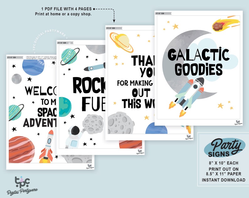 Outer Space Birthday Party Signs Printable Outer Space Signs - Etsy