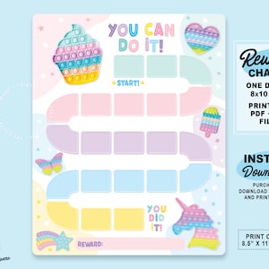 Printable Pop It Reward Chart Pop It Fidget Kids Behavior Chart Instant ...