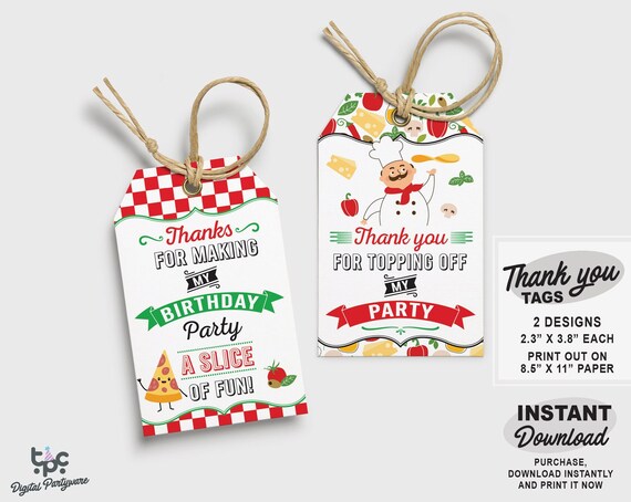 Pizza Party Favor Tag Printable Pizzeria Birthday Label - Etsy