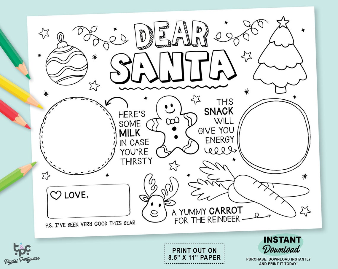 Santa Cookie Tray Placemat PRINTABLE Christmas Placemat for - Etsy