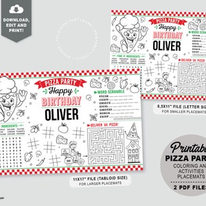 Editable Pizza Party Placemat | Printable Italian Party Coloring Page ...