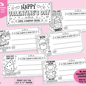 Valentines Coupon Book | Printable Kids Gift Ticket Coloring Page ...