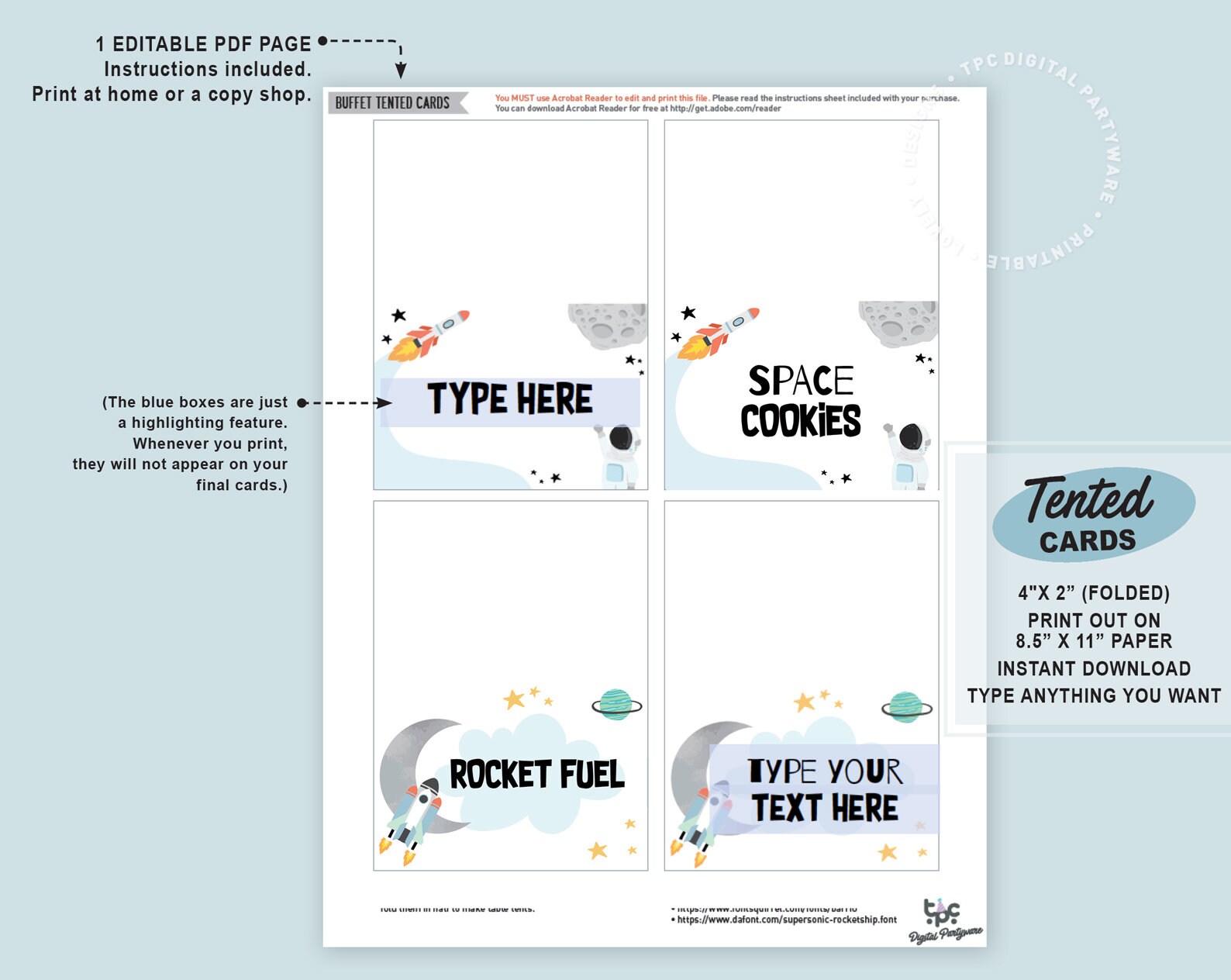 Outer Space Food Card Printable Astronaut Buffet Label - Etsy