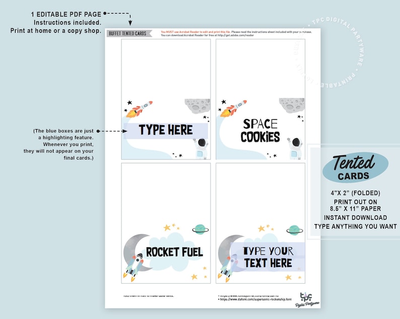 Outer Space Food Card Printable Astronaut Buffet Label - Etsy