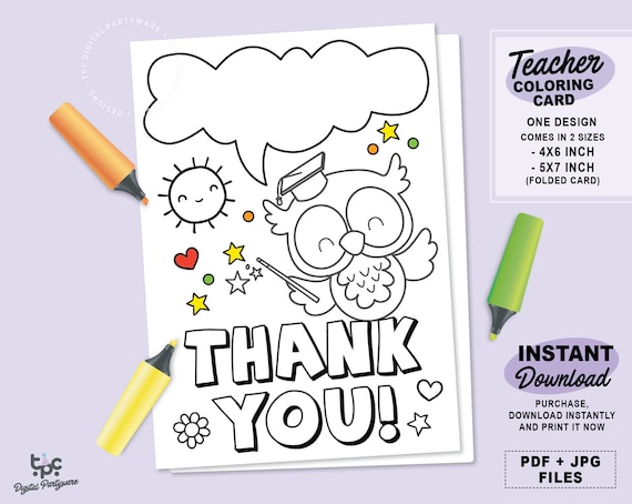 Thank You Teacher Card Coloring