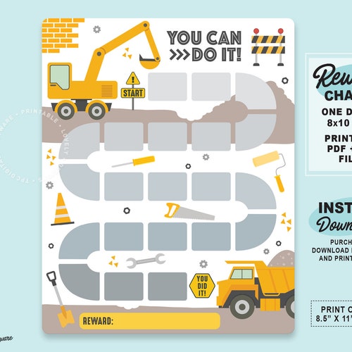 EDITABLE Construction Reward Chart Chore Chart Behavior - Etsy
