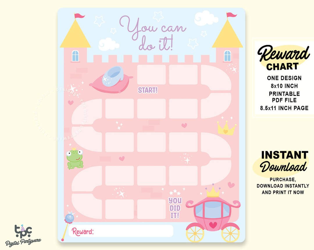 Princess Reward Chart Printable Castle Behavior Daily Chores Template ...