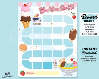 Ice Cream Reward Chart, Printable Popsicle Behavior Chart, Daily Chore ...