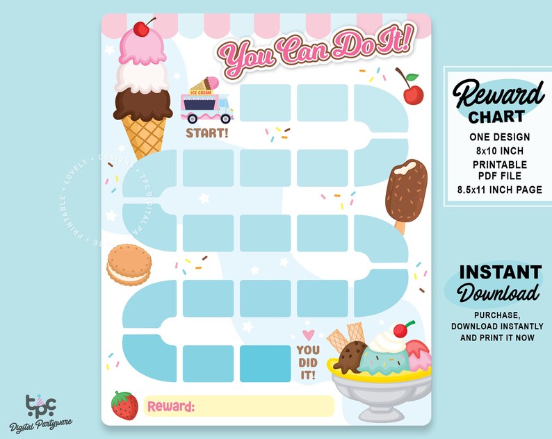 Ice Cream Reward Chart Printable Popsicle Behavior Chart - Etsy