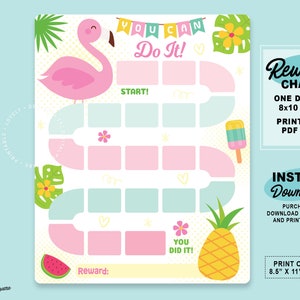Flamingo Reward Chart | Printable Summer Behavior Chart | Daily Chore ...