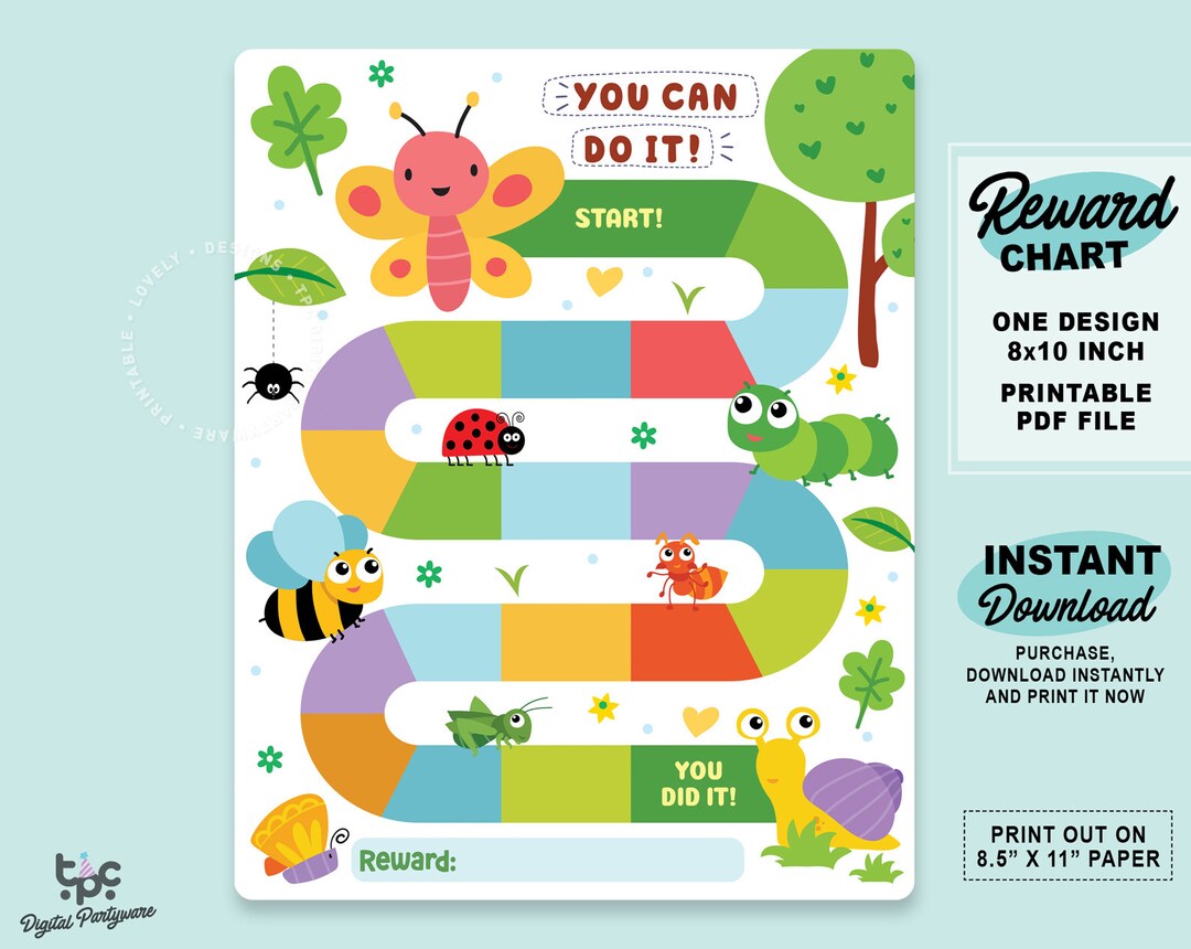 Bugs Reward Chart Printable Cute Spring Kids Behavior Tracker Sticker ...