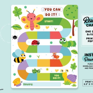 Bugs Reward Chart Printable Cute Spring Kids Behavior Tracker Sticker ...