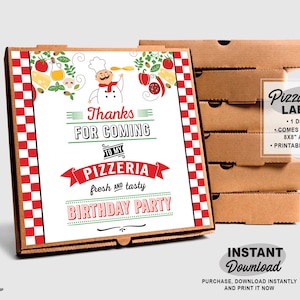 Pizza Box Printable Label | Pizzeria Birthday Party | Italian Birthday ...