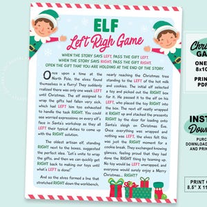 Left Right Christmas Game | Printable Funny Elf Christmas Story ...