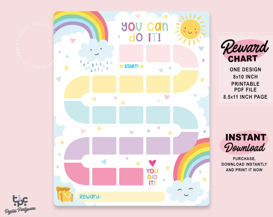 Printable Rainbow Reward Chart Sunshine Behavior Chart - Etsy