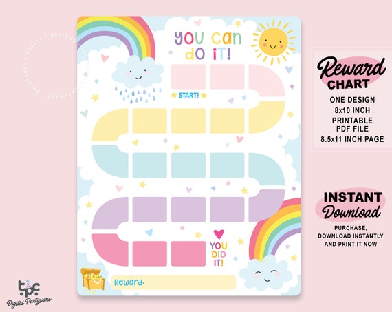 Printable Rainbow Reward Chart Sunshine Behavior Chart | Etsy
