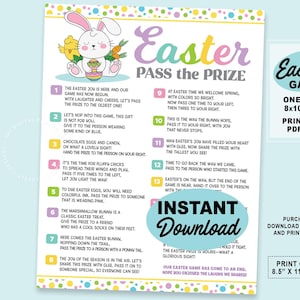 Easter Pass the Prize Game Printable Pass the Gift Game Fun Rhymes Game ...