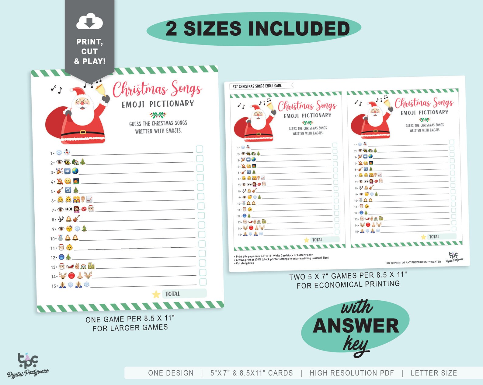 Christmas Songs Emoji Pictionary Printable Christmas Games - Etsy