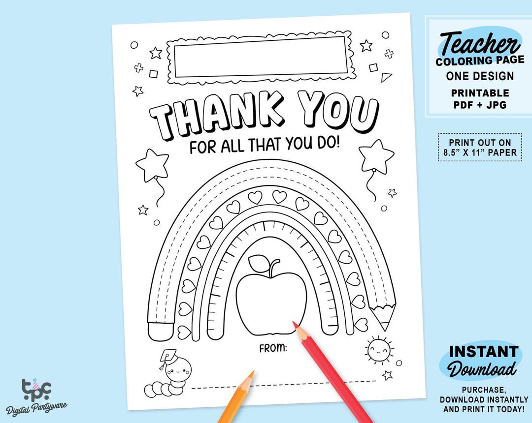 Teacher Appreciation Coloring Page | Printable Thank You Teacher ...