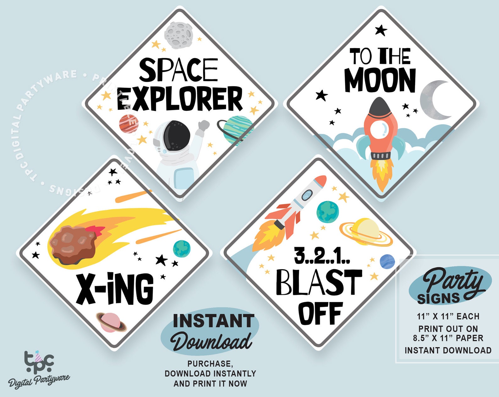 Outer Space Birthday Party Signs Printable Outer Space Set | Etsy