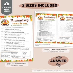 Thanksgiving Riddle Me This Trivia Game | Thanksgiving Printable Games ...