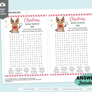 Christmas Word Search Printable Christmas Game Xmas Word | Etsy