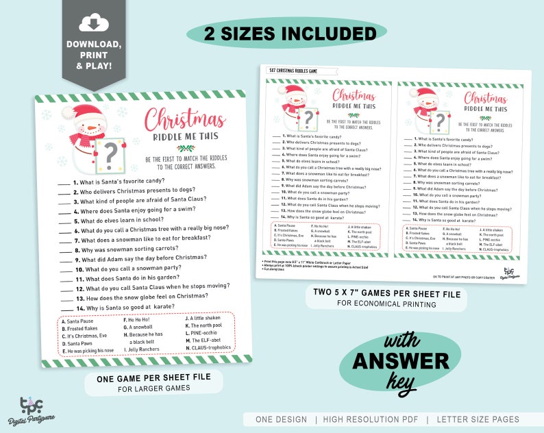Christmas Riddles Game Printable Christmas Trivia Game - Etsy